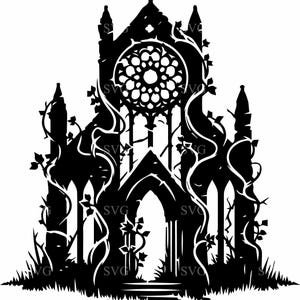 Haunted Gothic Church SVG 6 Cut File - Spooky Cathedral Design With ...