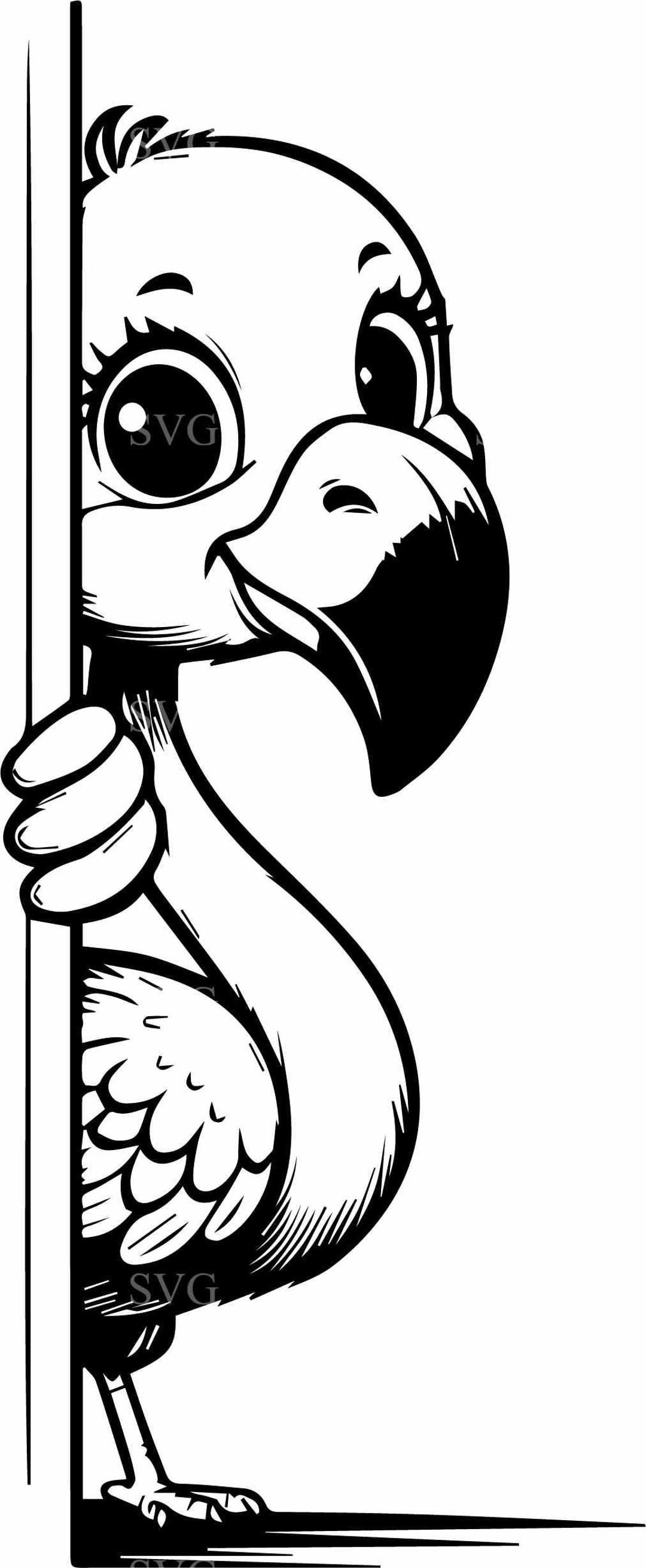 4 Flamingo Peeking SVG 4 Cut File | Adorable Flamingo Wall Art for Kids ...
