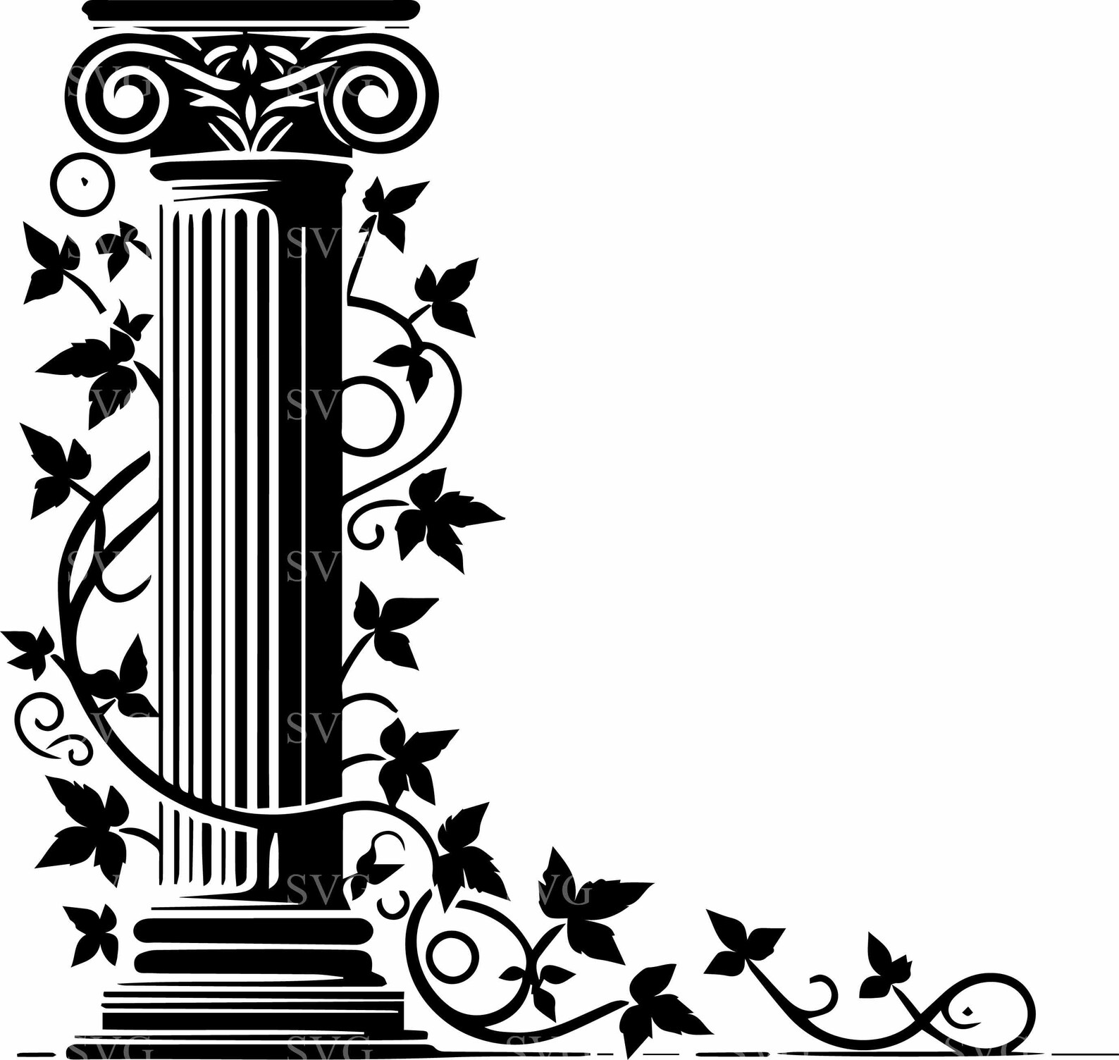 5 Ivy Wrapped Column Clipart – Greek Pillar SVG – Ancient Ruins Cut ...