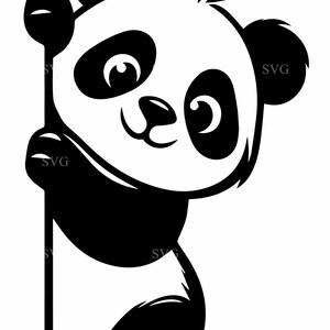 Adorable Panda Peeking SVG 4 Cut File | Cute Animal Silhouette Art ...