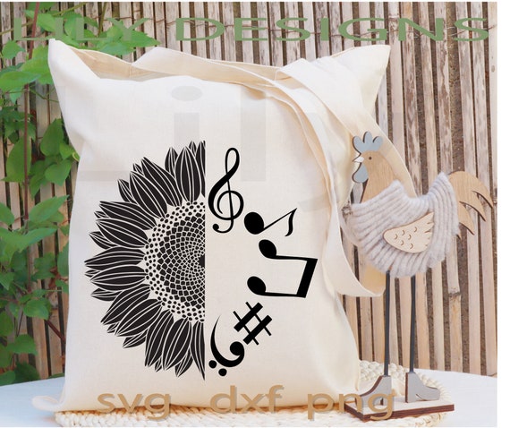 Half Sunflower Svg Music Notes Band Teacher Png | Etsy