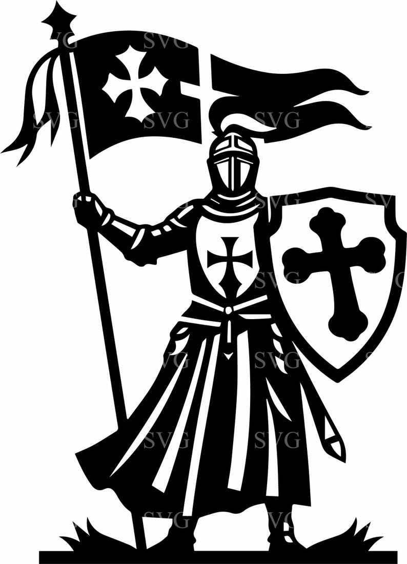 4 Templar Knight SVG, Crusader Silhouette Clipart (digital Download ...