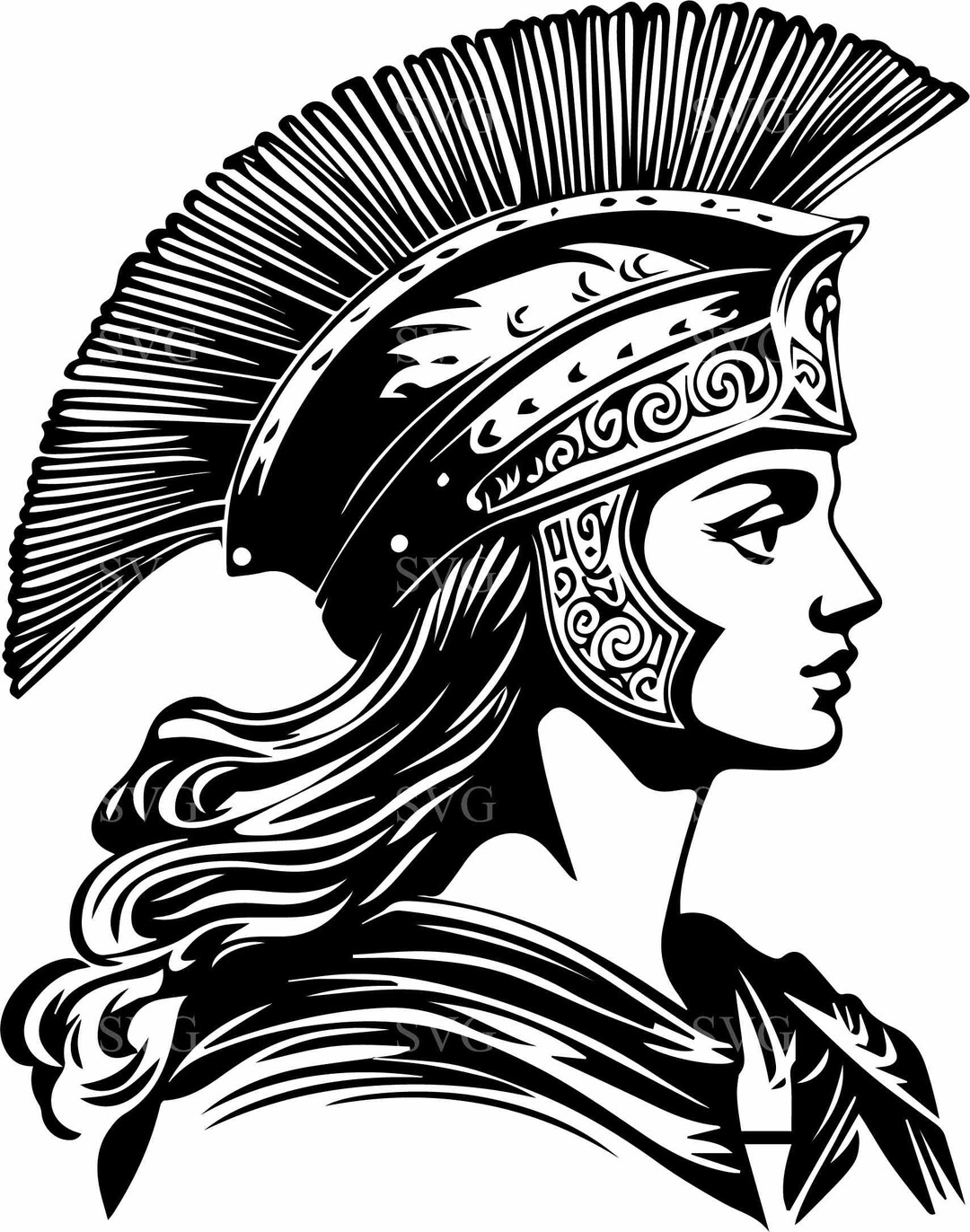 Greek Warrior Goddess SVG 5 Cut File – Detailed Athena Profile With ...