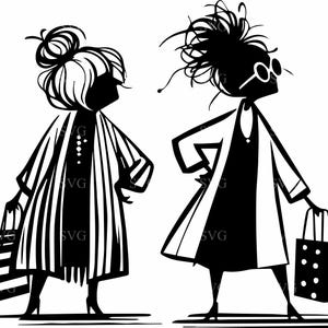 7 Shopping Ladies SVG, Trendy Women With Bags Cut File, Fashion ...