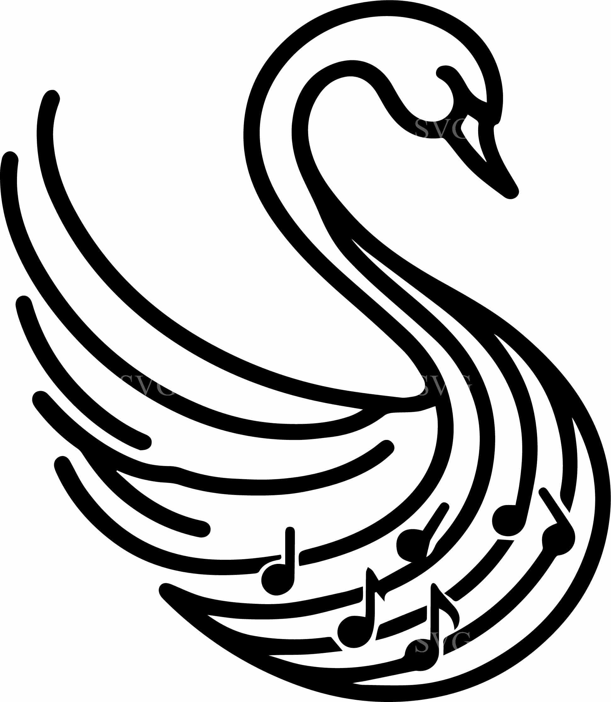 7 Musical Swan SVG – Elegant Bird Cut File for Crafts (digital Download ...