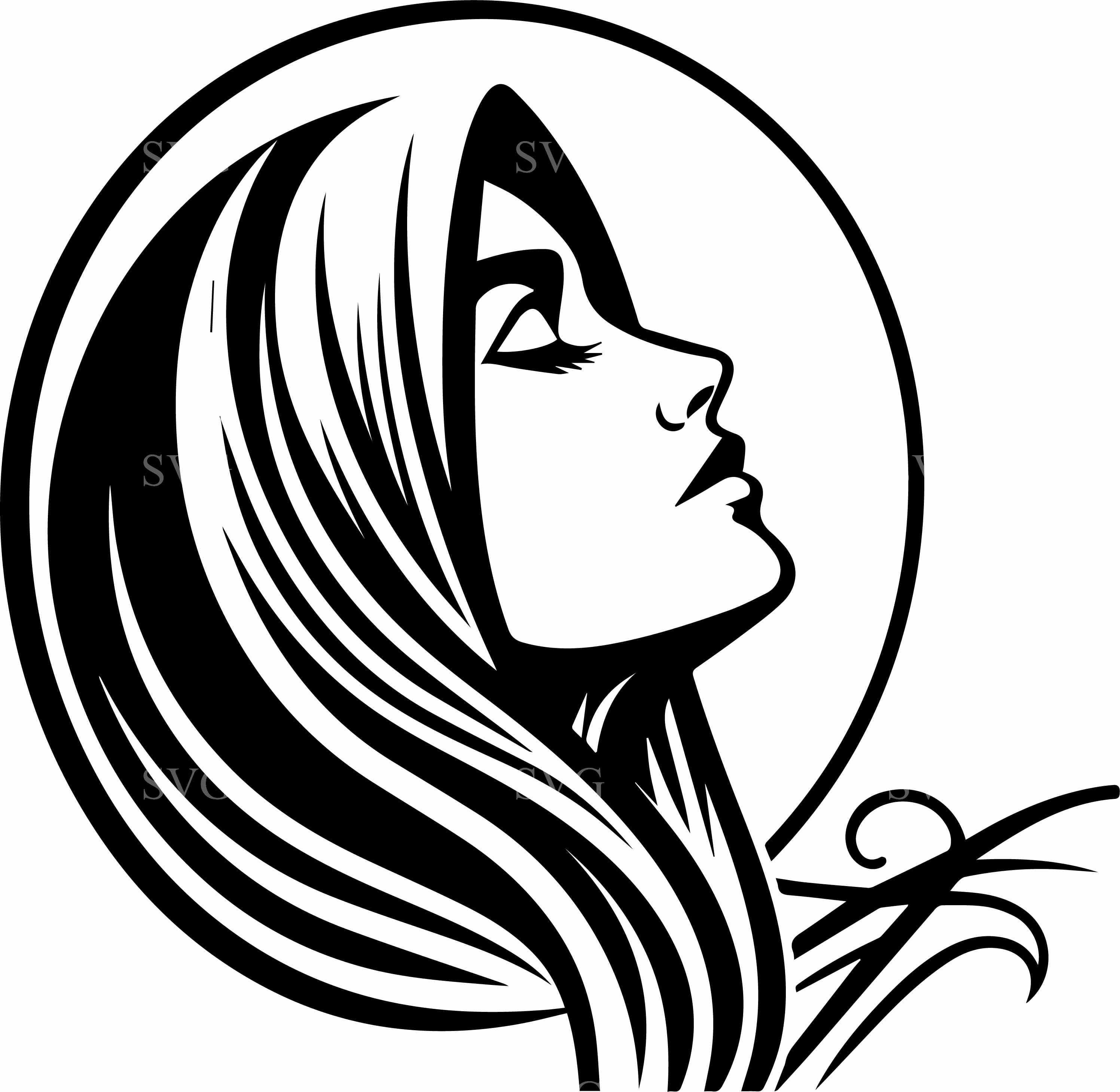 8 Woman Face Profile SVG – 8 Feminine Line Art Cut File – Cricut Design ...