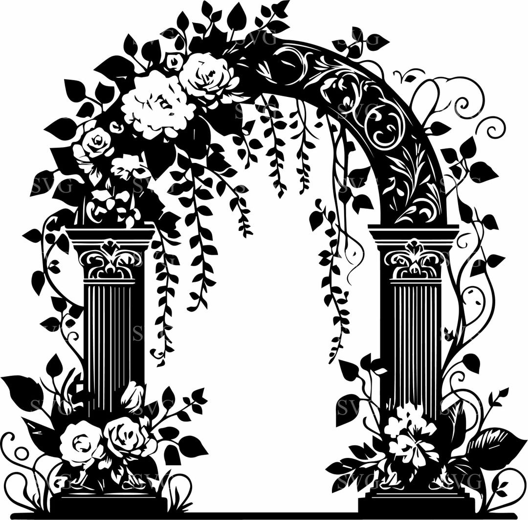 5 Ivy Arch SVG 5 Cut File, Floral Wedding Arch Silhouette PNG, Elegant ...