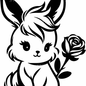 Adorable Bunny With Rose Flower SVG | 4 Cute Bunny Holding Rose Cut ...