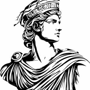Classical Statue SVG 4 Cut File - Detailed Roman Male Statue Silhouette ...