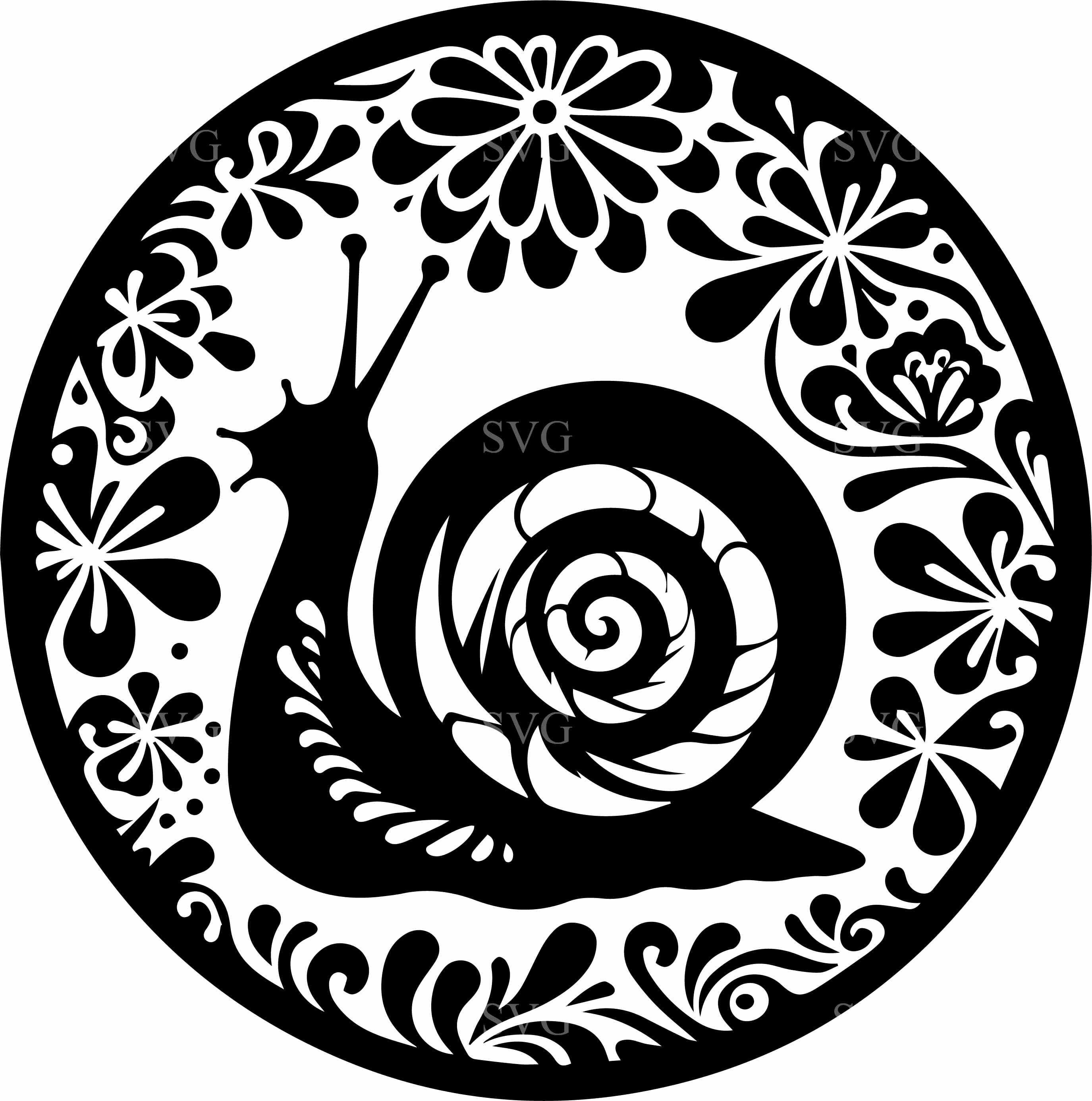 8 Floral Snail SVG – Garden Snail Cut File for Cricut, Spring Folk Art ...