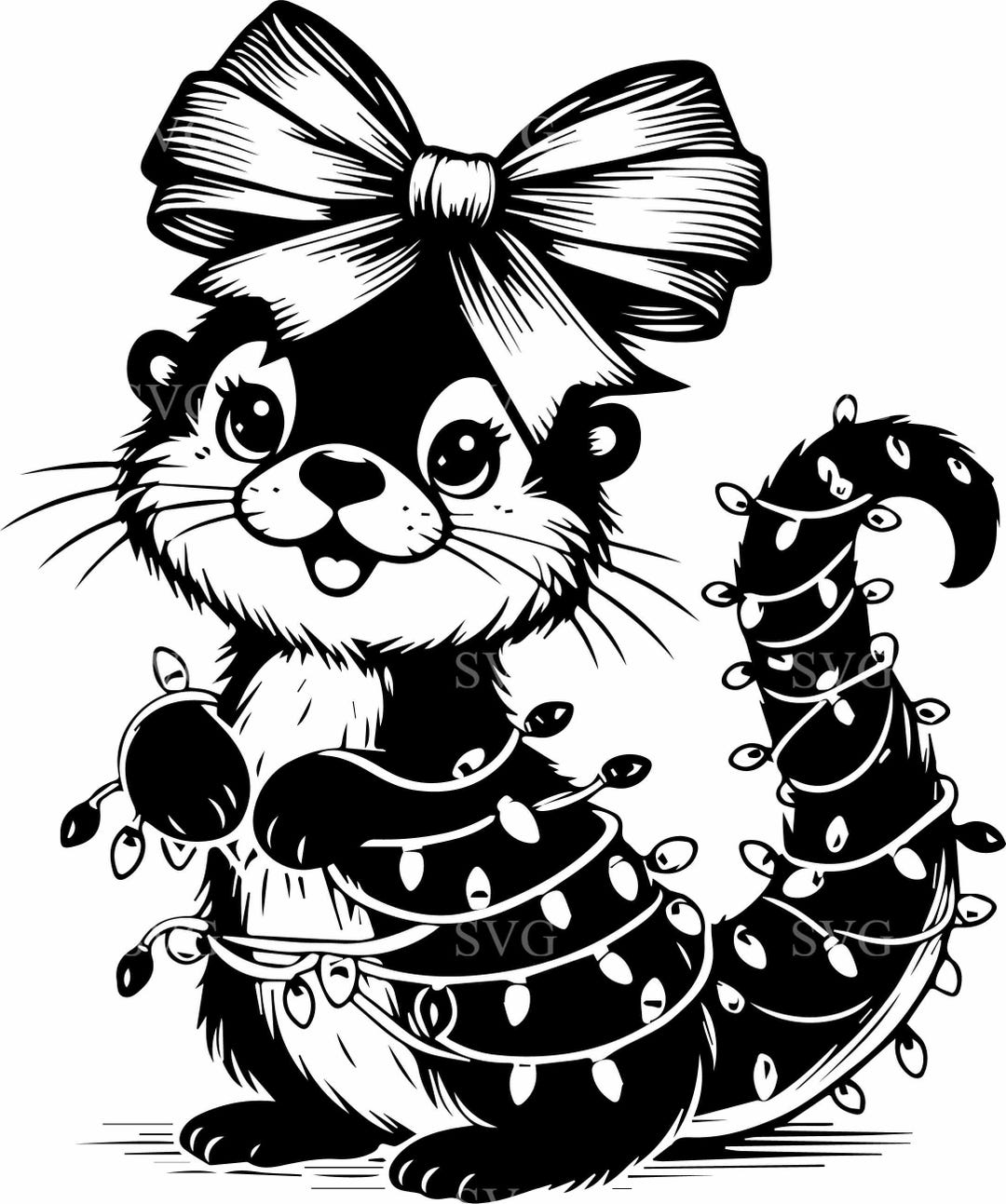 Festive Otter With Christmas Lights SVG 4 Cute Animal Clipart Fun ...