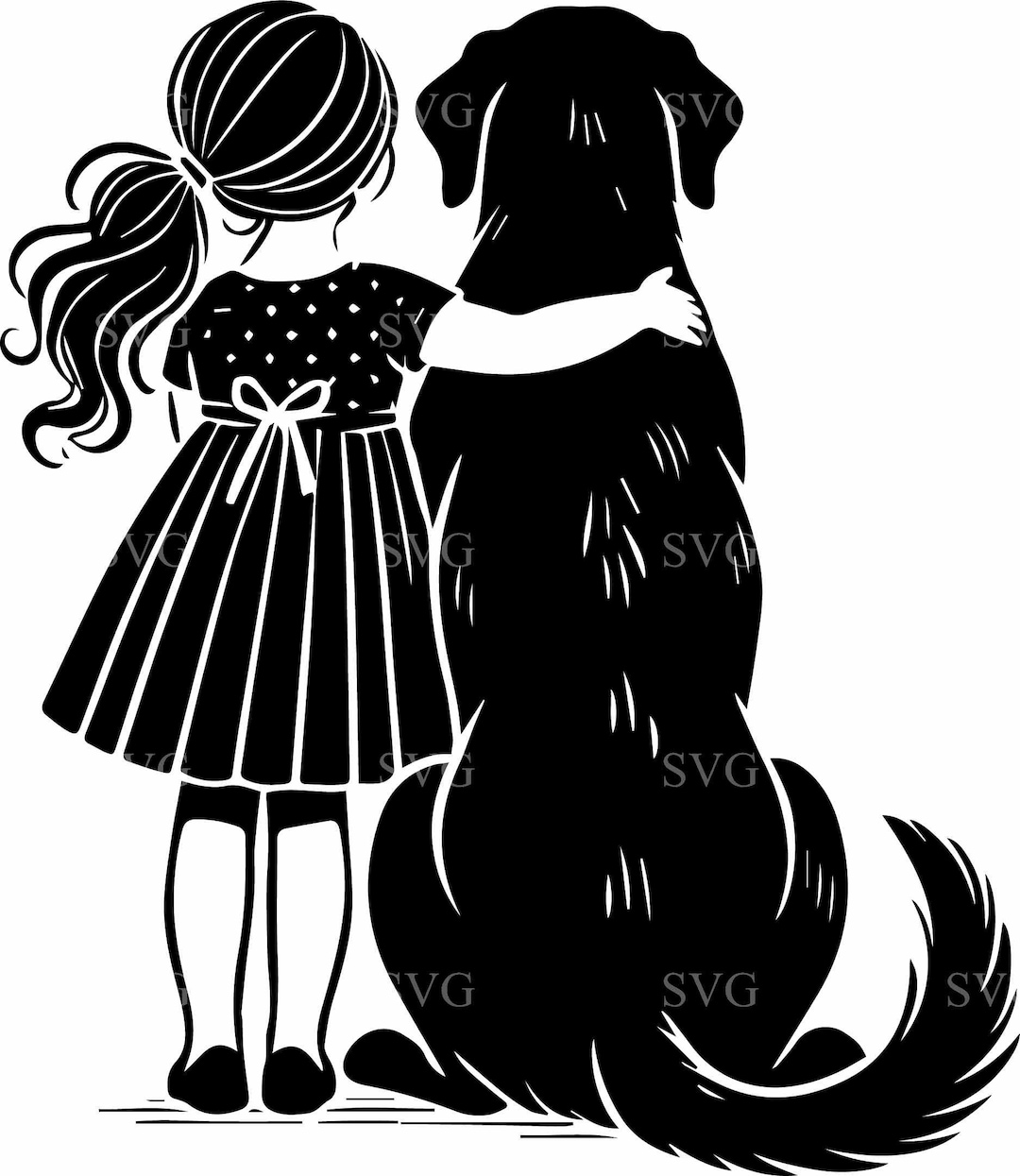 Girl and Dog SVG 4 Cut File - Heartwarming Silhouette Design - DIY ...