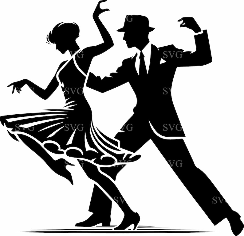 6 Elegant Dancers SVG 6 Cut File - Tango Dance Couple in Formal Attire - Ballroom Silhouette ...
