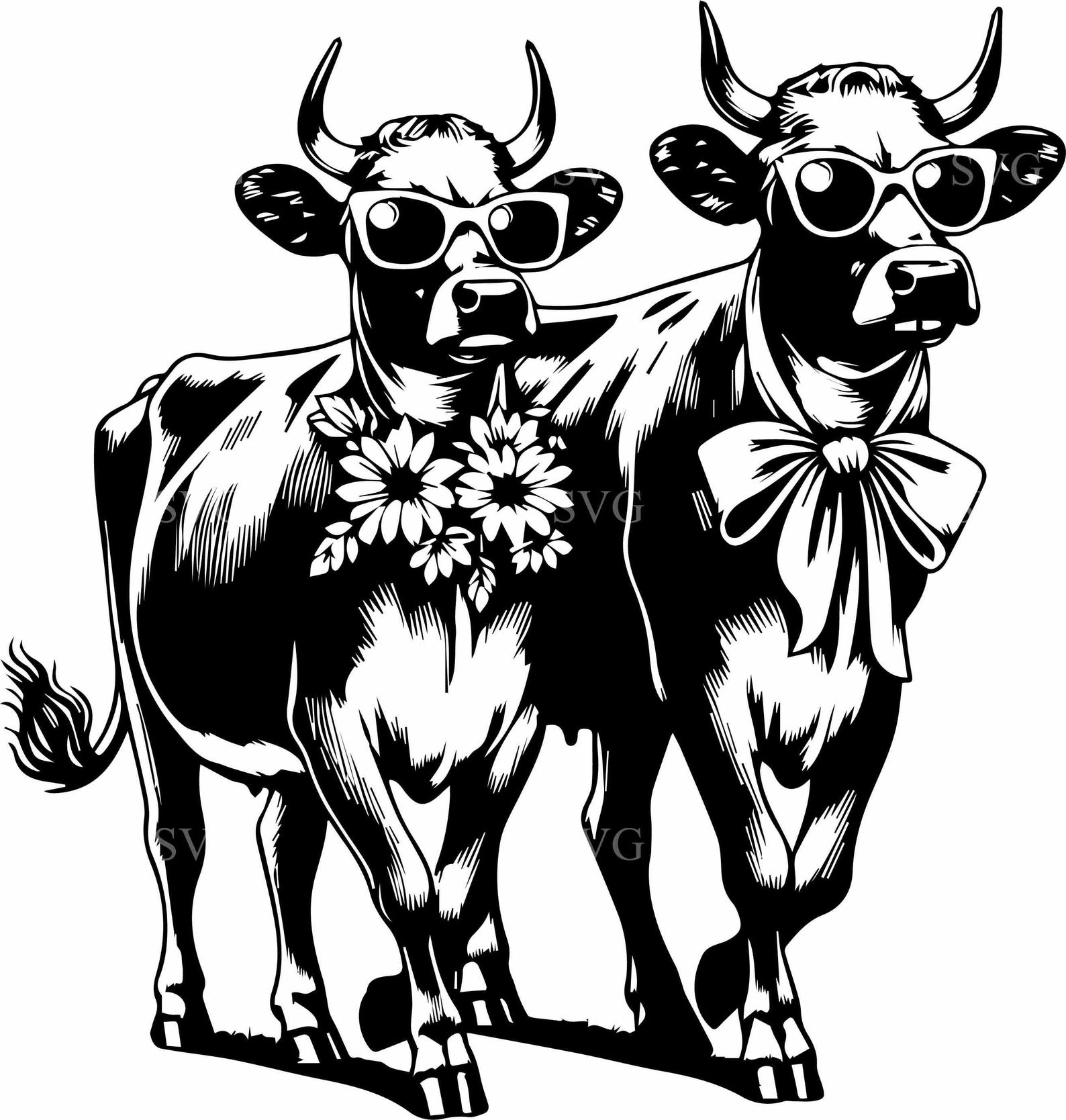 6 Matching Animals – 6 Cow Couple SVG Cut File – Funny Farm Design for ...