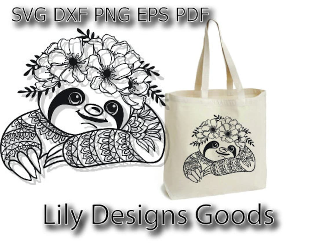 Sloth Svg, Sloth Flower Crown Svg for Cricut, Sloth Mandala Cut File ...