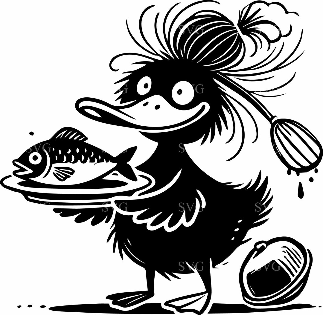 4 Duck SVG Cut File Funny Wild Hair Serving Whimsical Animal SVG Cricut ...
