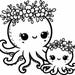 Cute Mother and Baby Octopus SVG 7 Cut File With Flower Crowns ...