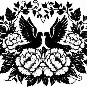4 Love Doves SVG – 4 Floral Bird Cut File – Wedding Lovebird Vector Art ...