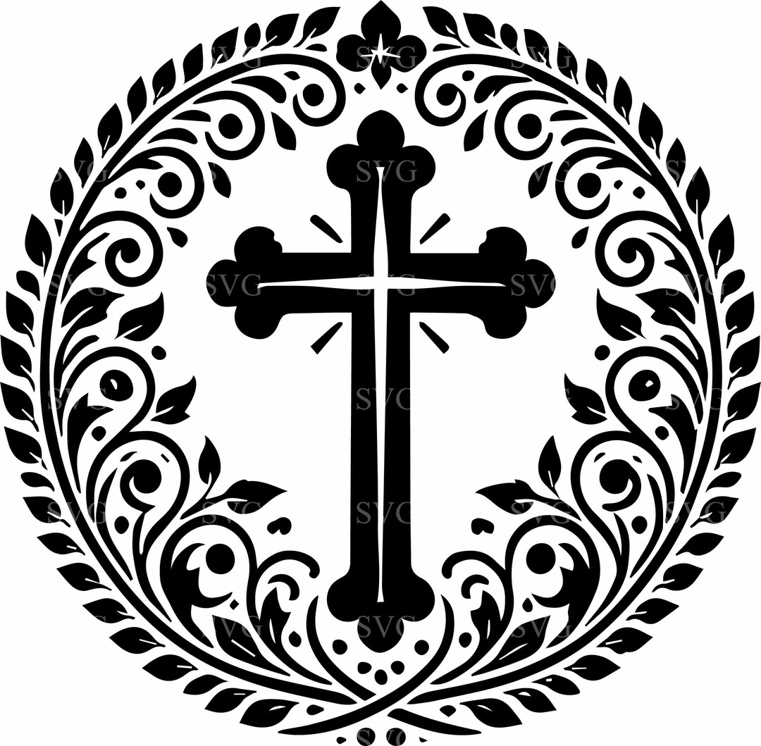5 Decorative Cross SVG Cut File, Elegant Christian Floral Clipart for ...