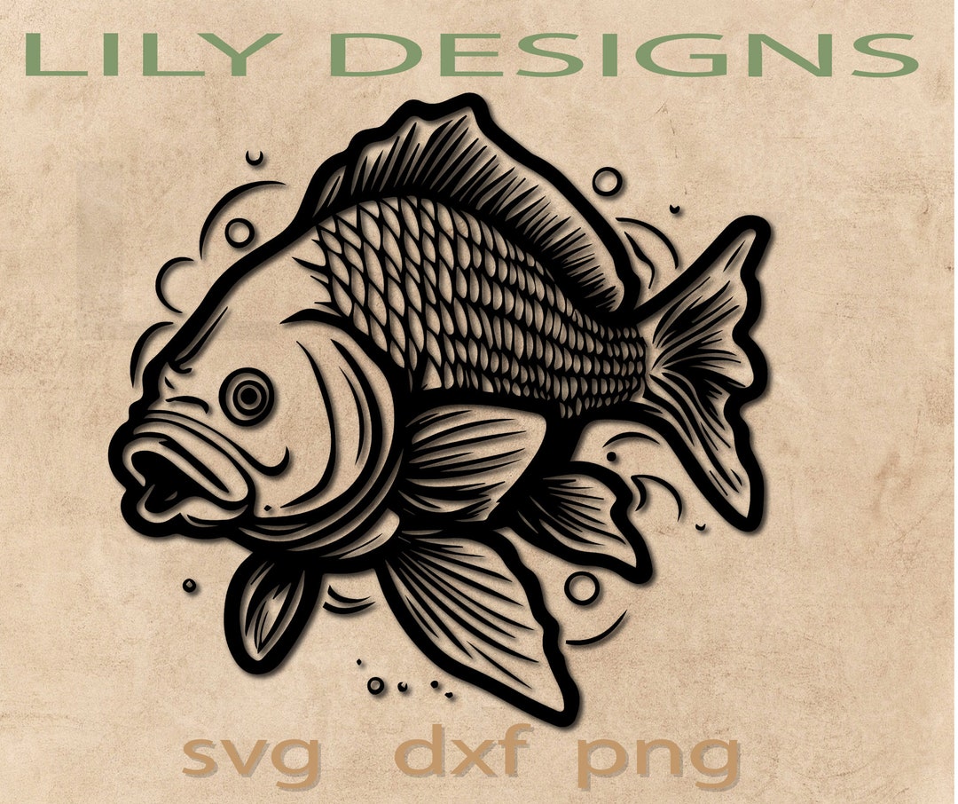 Carp SVG PNG DXF Engraving Carp, Laser File Carp, Wood Carve Carp ...
