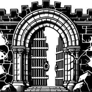 Castle Gate SVG - 4 Medieval Fortress Door Design - Intricate ...