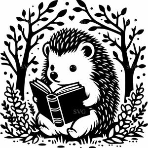 7 Reading Hedgehog SVG – 7 Forest Animal Cut File – Nature-themed ...