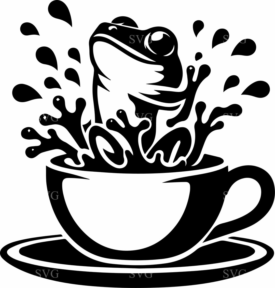 8 Teacup Frog SVG – Cute Frog Cut File for Cricut, Splash Cup Animal ...