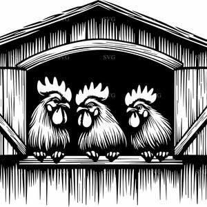 4 Farm Roosters SVG 4 Cut File in Barn Window | Rustic Farm Animal ...