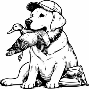 Labrador Retriever With Duck SVG 3 Cut File - Hunting Dog Clipart for ...