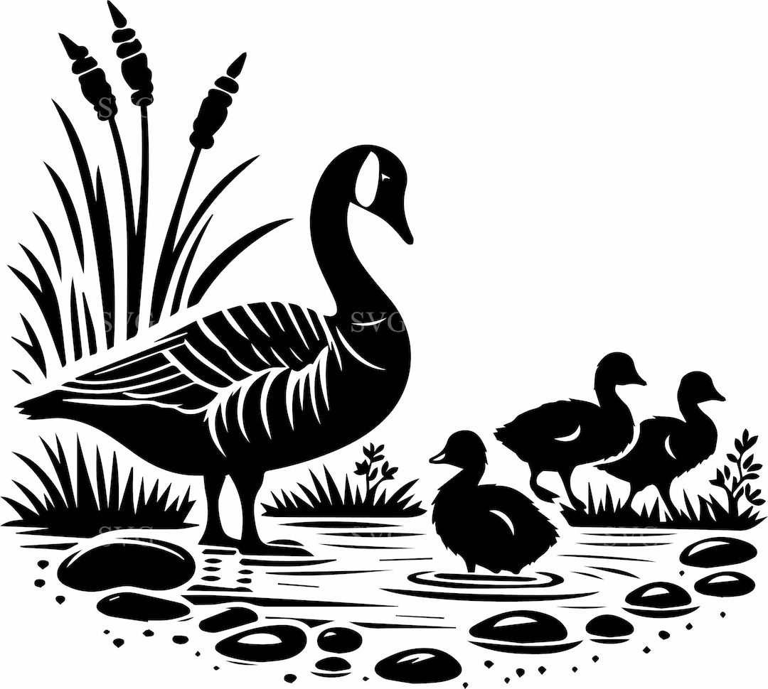 8 Goose and Goslings SVG – 8 Pond Animal Cut File – Rustic Wildlife ...
