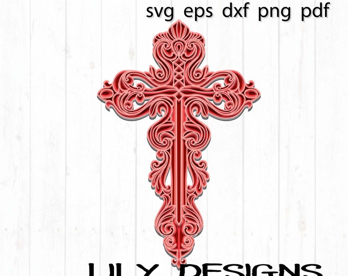 Cruz en capas SVG, mandala en capas dxf - Etsy México