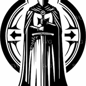 Templar Knight SVG 4 Cut File - Medieval Warrior With Sword and Cross ...
