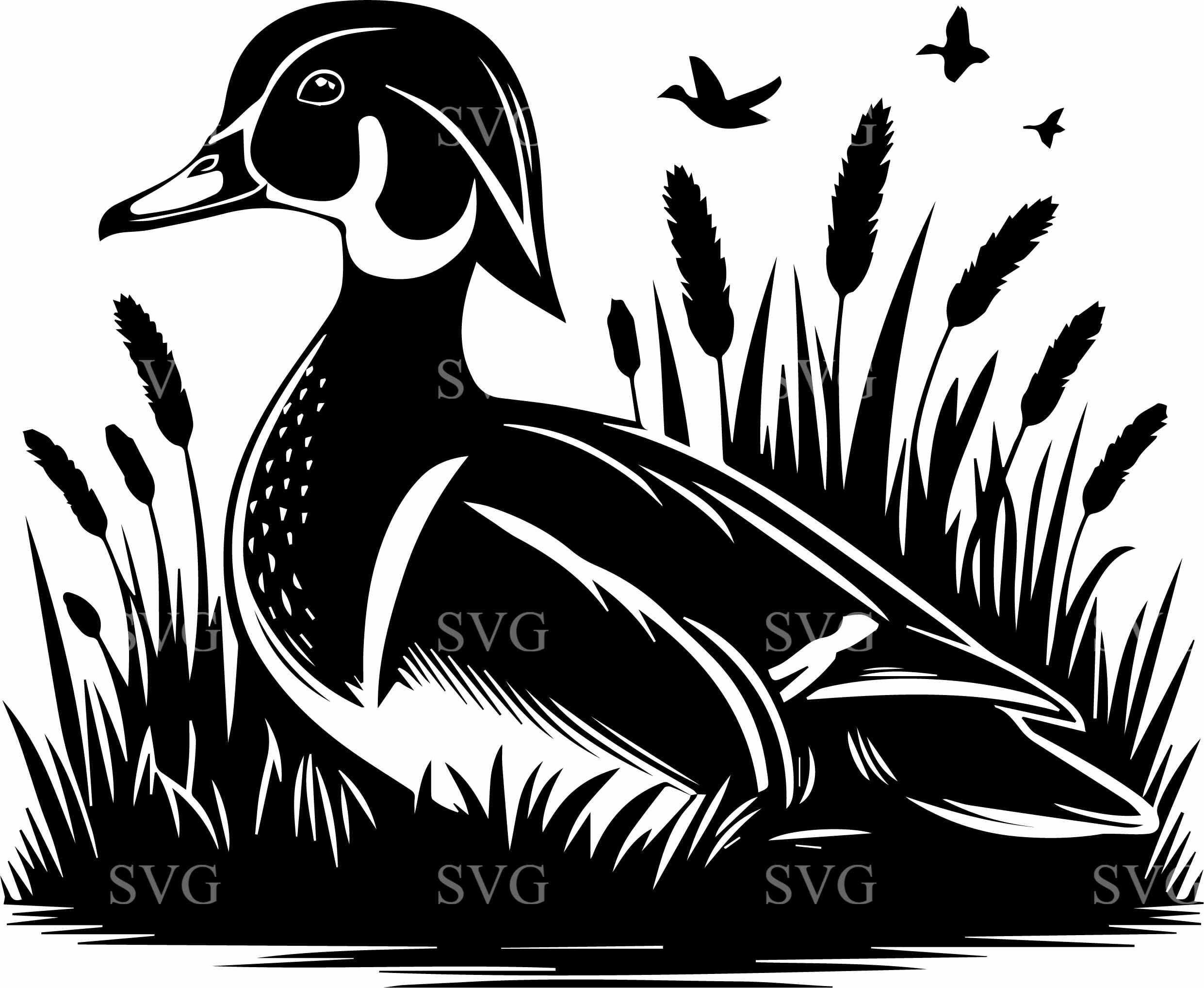6 Wood Duck SVG 6 Cut File | Beautiful Duck With Cattails | Wildlife ...
