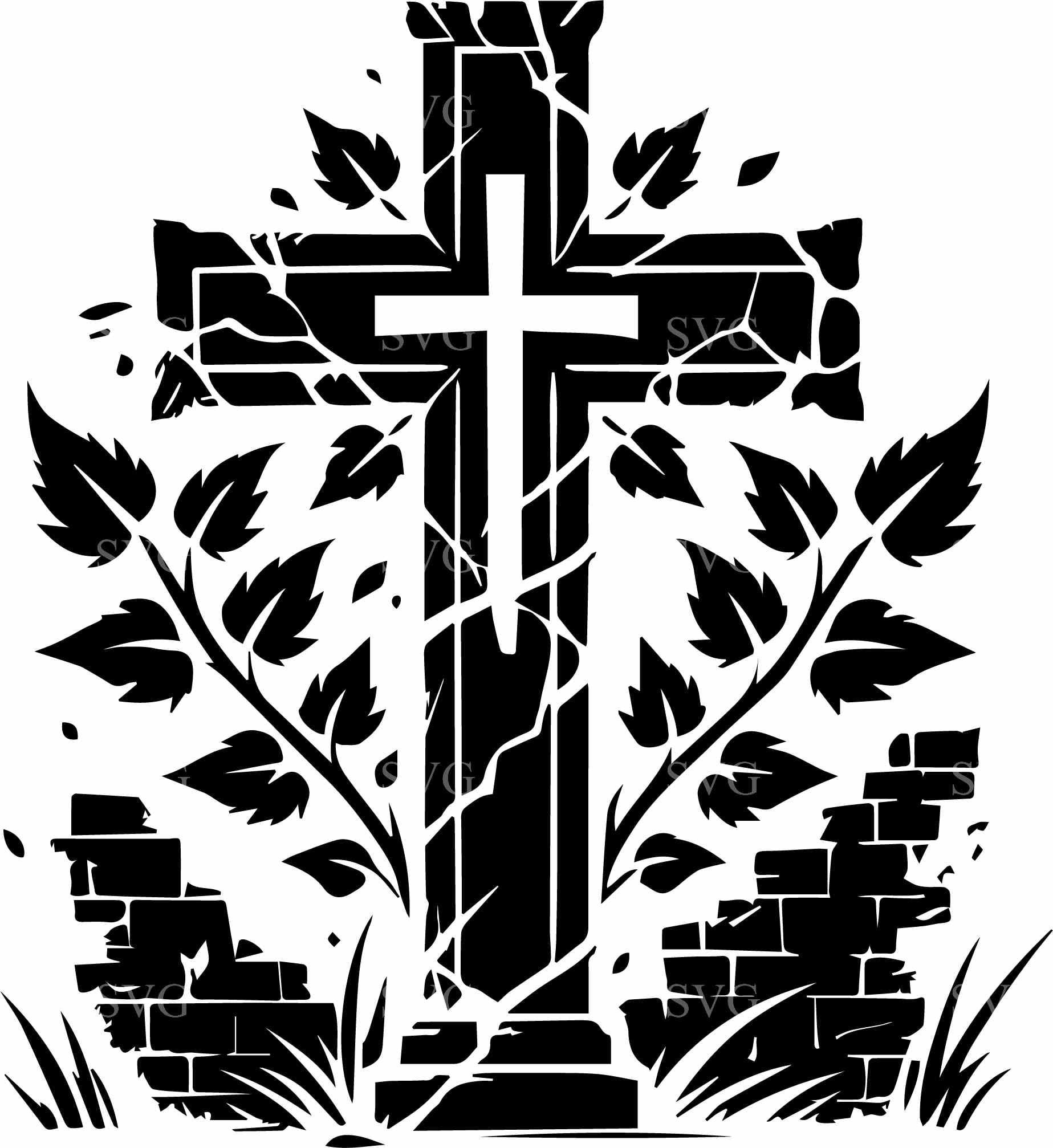 4 Rustic Ivy Cross SVG – Wooden Brick Design Cut File - Etsy