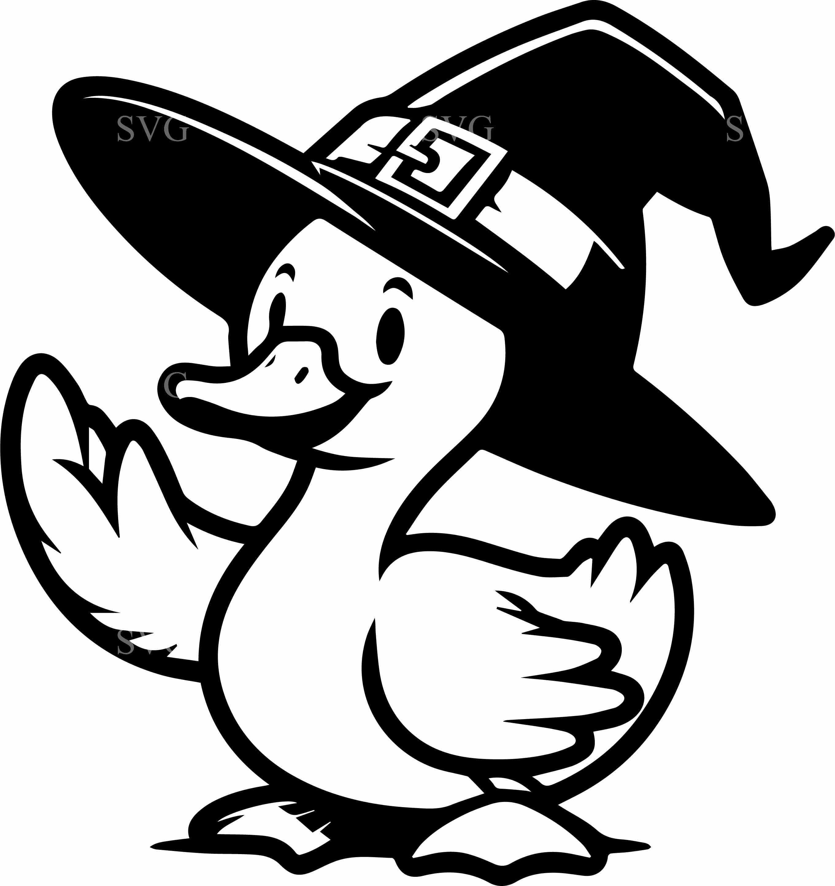 8 Witch Duck SVG - 8 Halloween Cartoon Cut File - Funny Duck in Hat ...