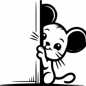 Cute Mouse Peeking SVG 4 Cut File Adorable Corner Mouse Clipart Fun ...
