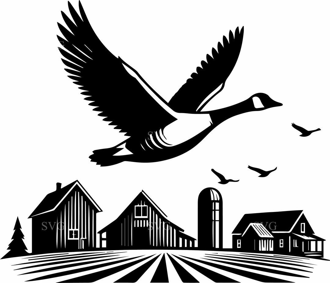 7 Goose SVG – 7 Flying Goose Silhouette With Rustic Farmhouse – Farm ...