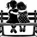 Two Girls SVG Cut File, 4 Sisters Hugging on Bench Silhouette, Family ...