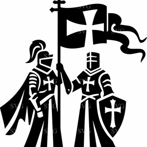 Templar Knight SVG 4 Cut File, Medieval Crusader Silhouette Clipart ...