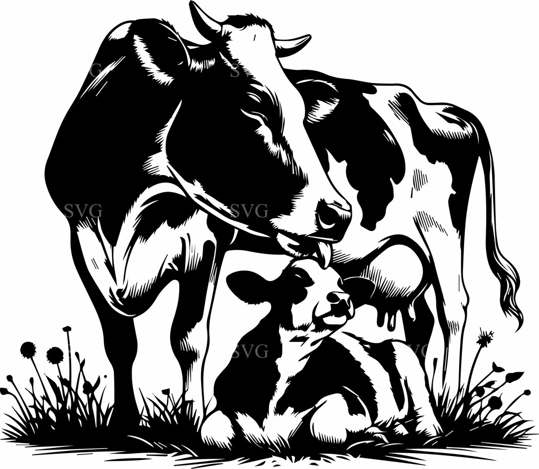 5 Farm Life Design – 5 Cow and Calf SVG Cut File – Mother Animal ...