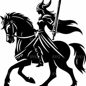 Valkyrie Warrior on Horse SVG 5 Cut File - Fierce Norse Woman With ...