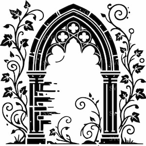 Gothic Archway SVG - 4 Ivy-covered Ruins Design - Elegant Medieval Door ...