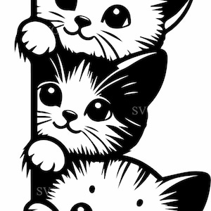 Stacked Kittens SVG | 4 Trio of Cute Cats Peeking Clipart | Pet Lover ...