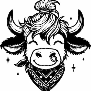 Bandana Cow SVG 5 Cut File | Cute Cow With Bandana Clipart for Cricut ...