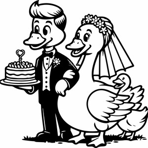 6 Wedding Goose SVG – 6 Bride and Groom Duck Clipart, Funny Animal ...