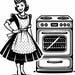 Retro Housewife SVG 5 Cut File - Vintage Woman With Oven Silhouette ...