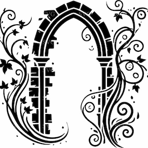 Gothic Archway SVG - 4 Ivy-covered Ruins Design - Elegant Medieval Door ...
