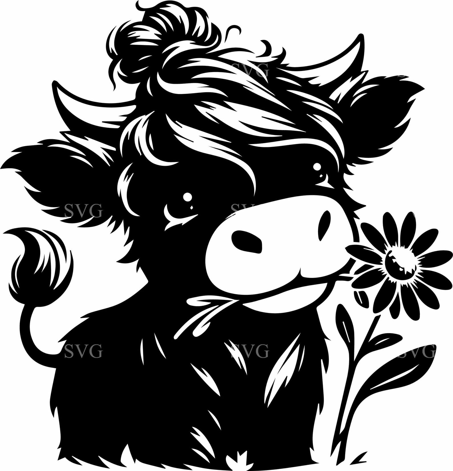 8 Floral Cow SVG – Highland Calf Cut File, Farm Animal Clipart - Etsy