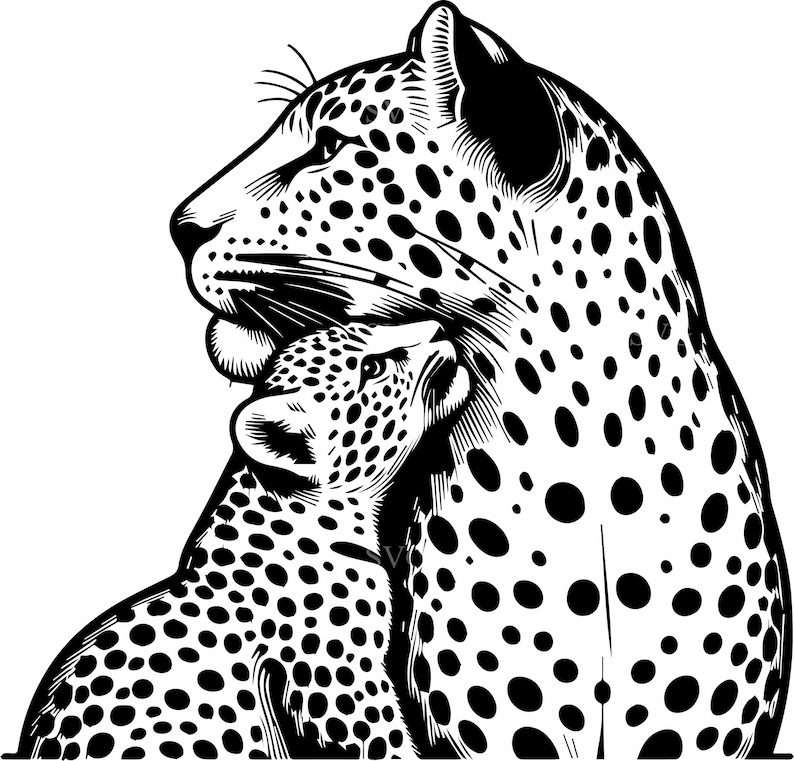 5 Leopard SVG – 5 Wild Cat and Cub Cut File – Safari Animal Silhouette ...
