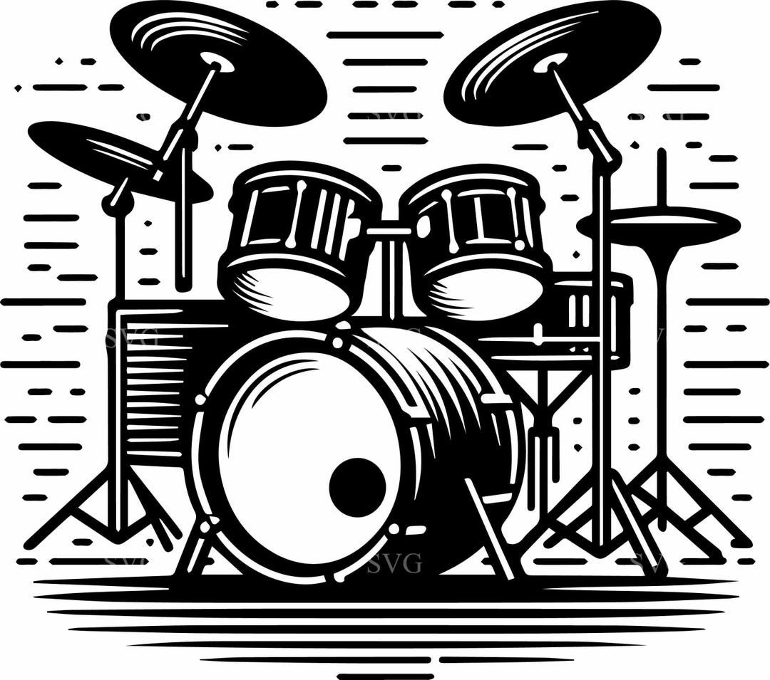 4 Percussion Kit Design – 4 Drum Set SVG Cut File – Musical Instrument ...